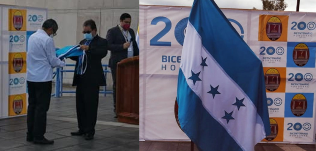 Por primera vez la UNAH utiliza la bandera de Honduras Azul Turquesa